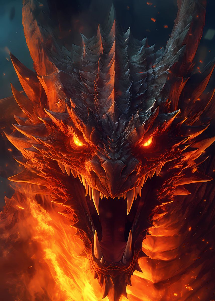 'Dragon Burning' Poster, picture, metal print, paint by DecoyDesign ...