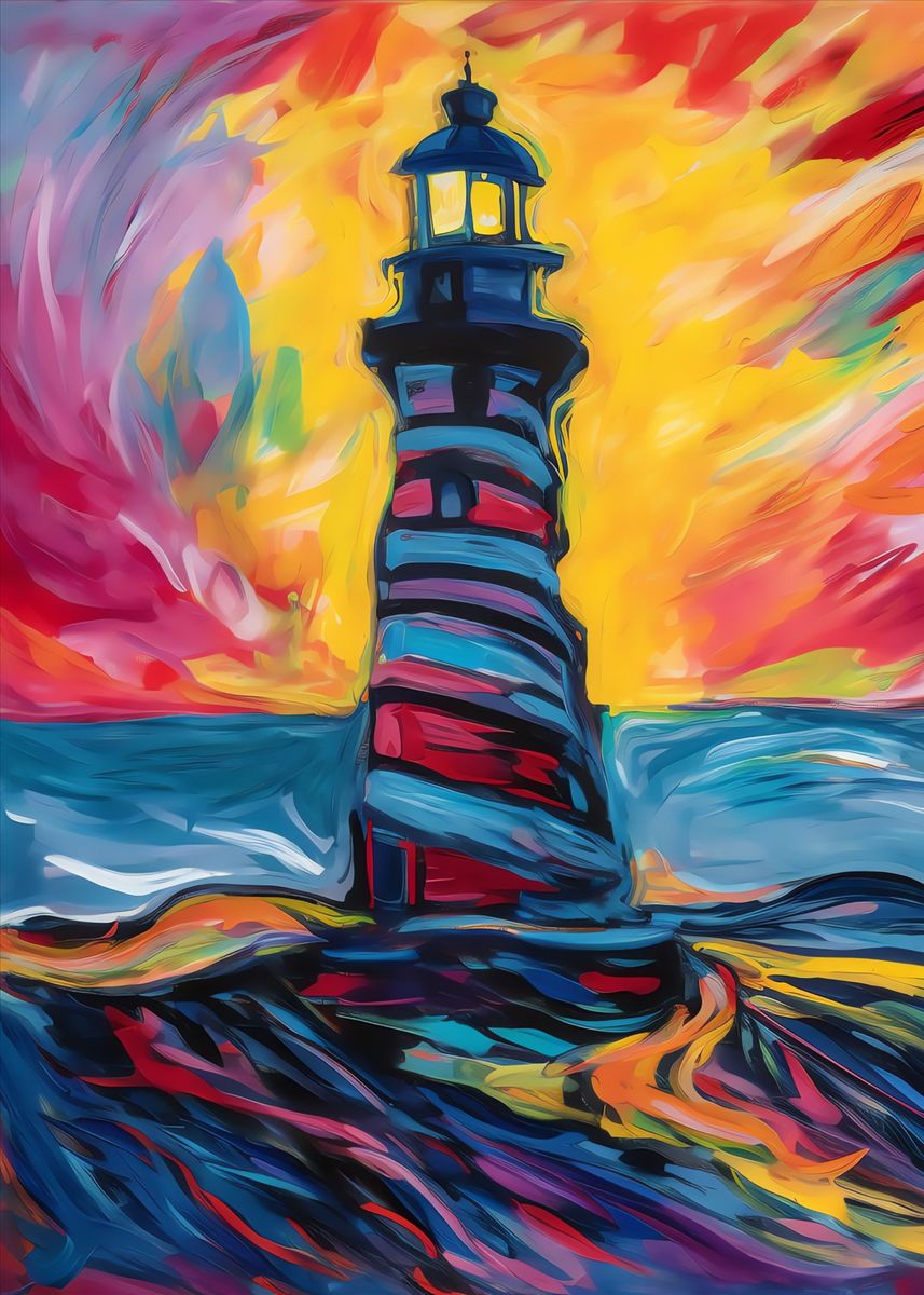 'Color Paint of Lighthouse' Poster by Abu Abu | Displate