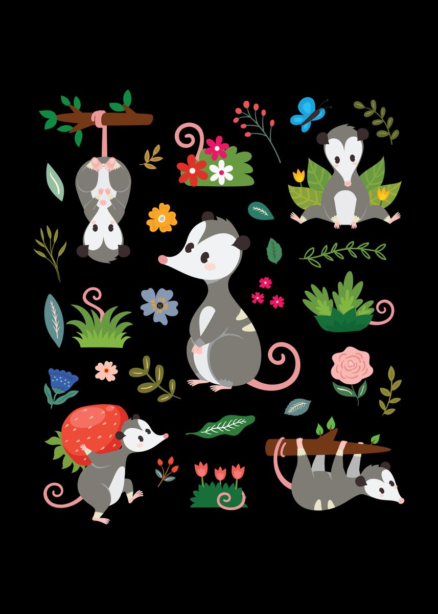 'Opossum Children Sweet' Poster, picture, metal print, paint by Mooon ...