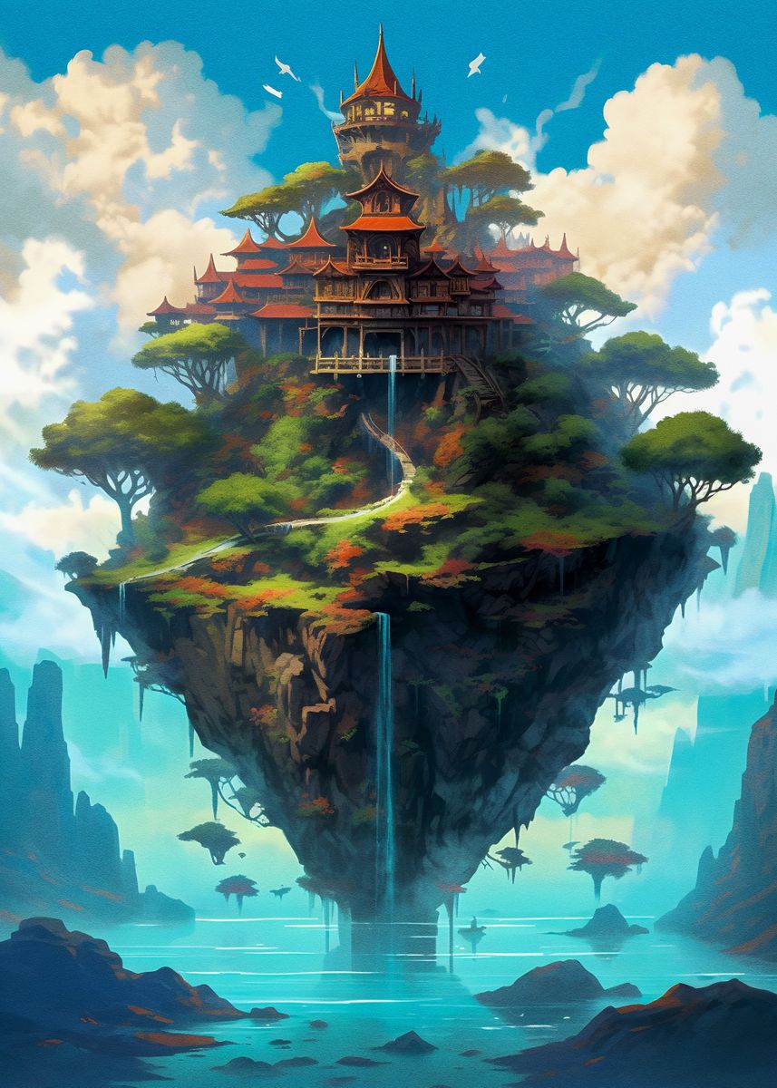 'floating island 01' Poster, picture, metal print, paint by Muhammad ...