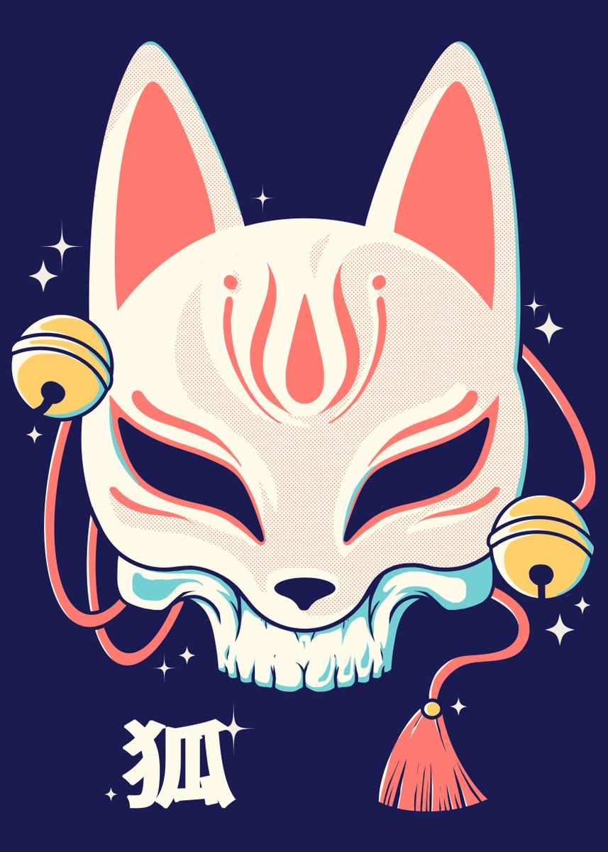 'Kitsune Skull' Poster by Eoli Studio | Displate