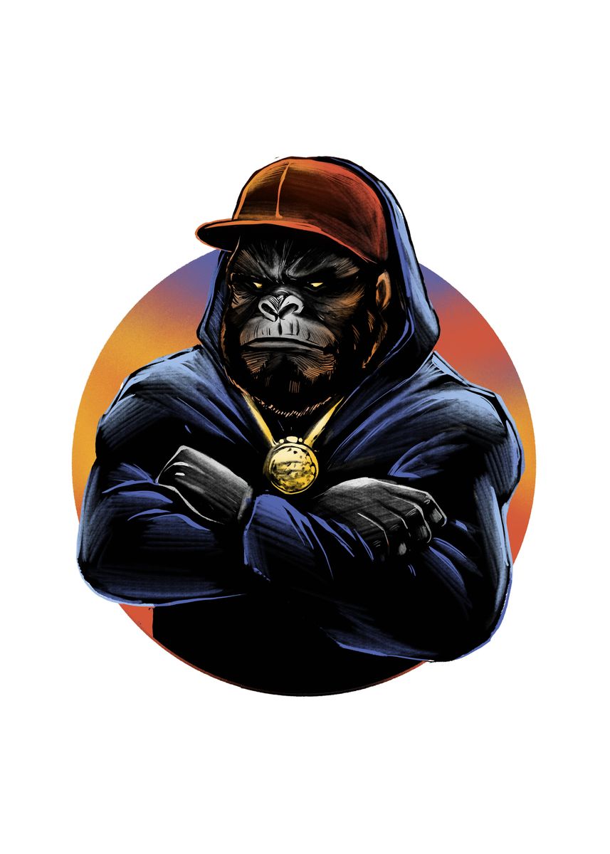 'Hip hop monkey' Poster, picture, metal print, paint by ...