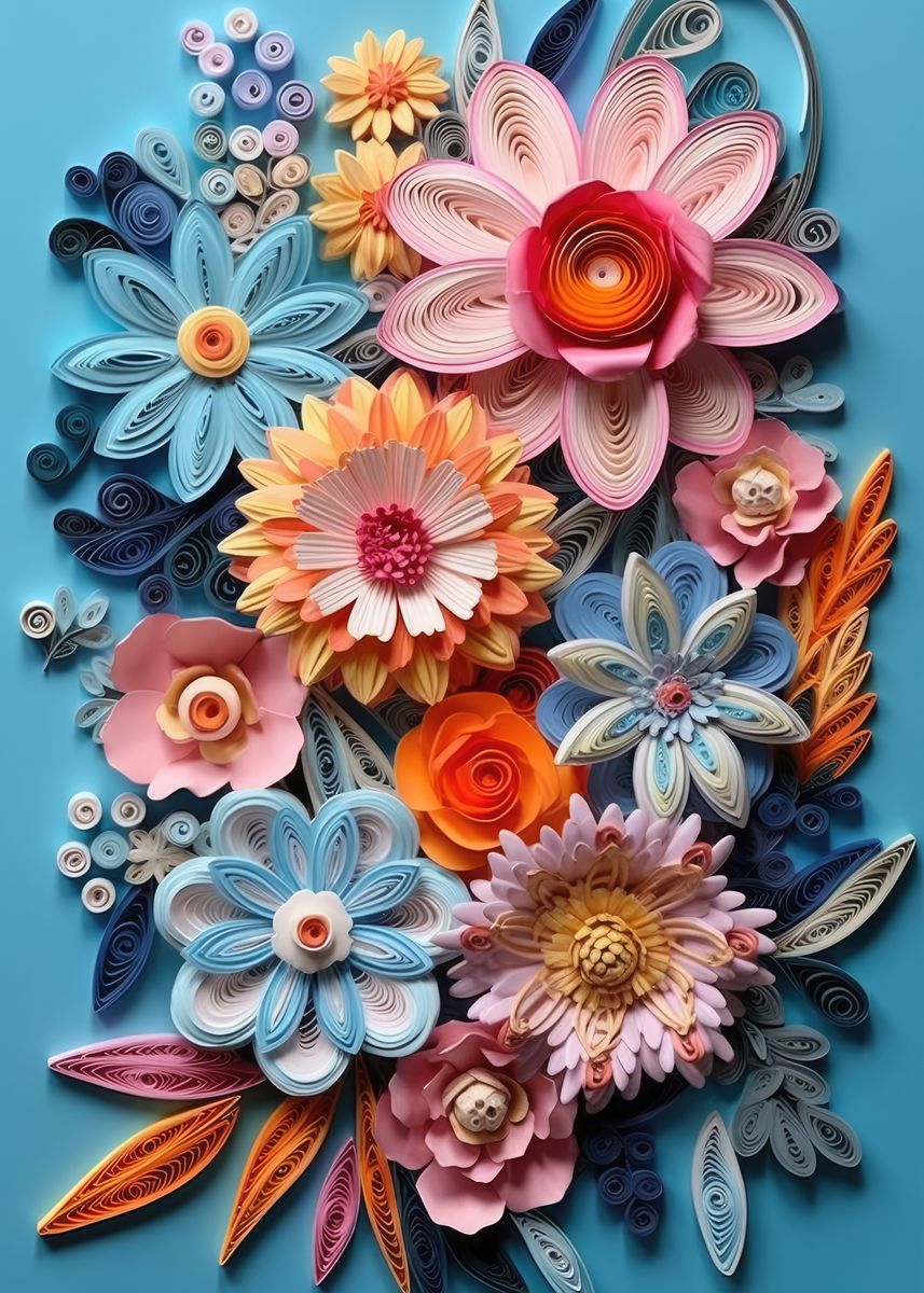 'Quilled Floral Array' Poster, picture, metal print, paint by Ambient ...