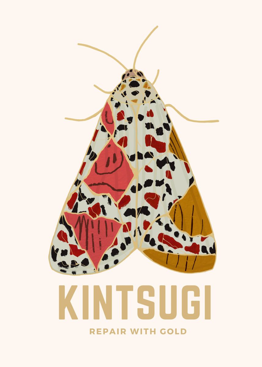 'Kintsugi Moth' Poster, picture, metal print, paint by Miljana Kotarlic ...