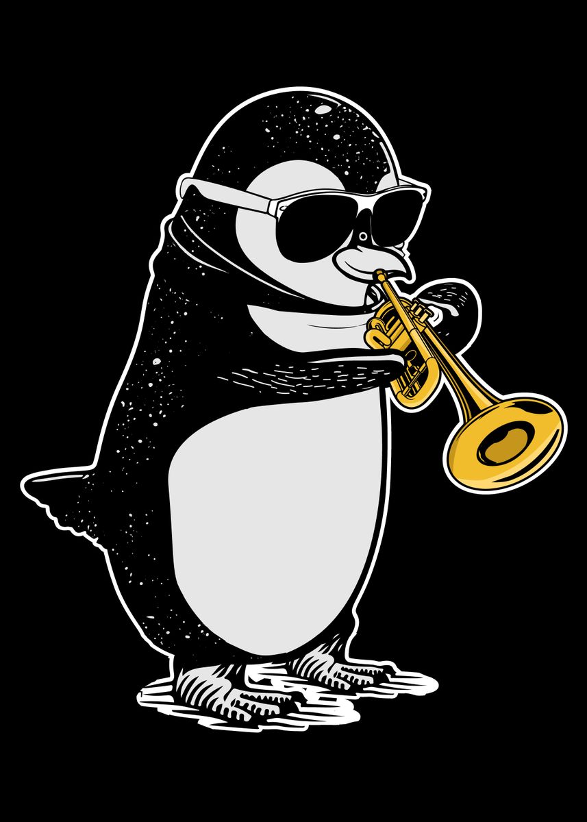 'Trumpet Player Penguin' Poster, picture, metal print, paint by ...