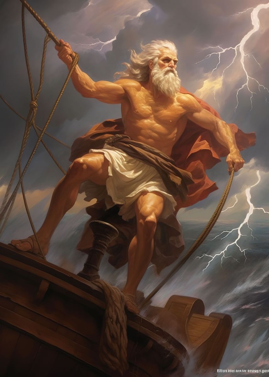 'Zeus in a storm' Poster, picture, metal print, paint by Powerful Words ...