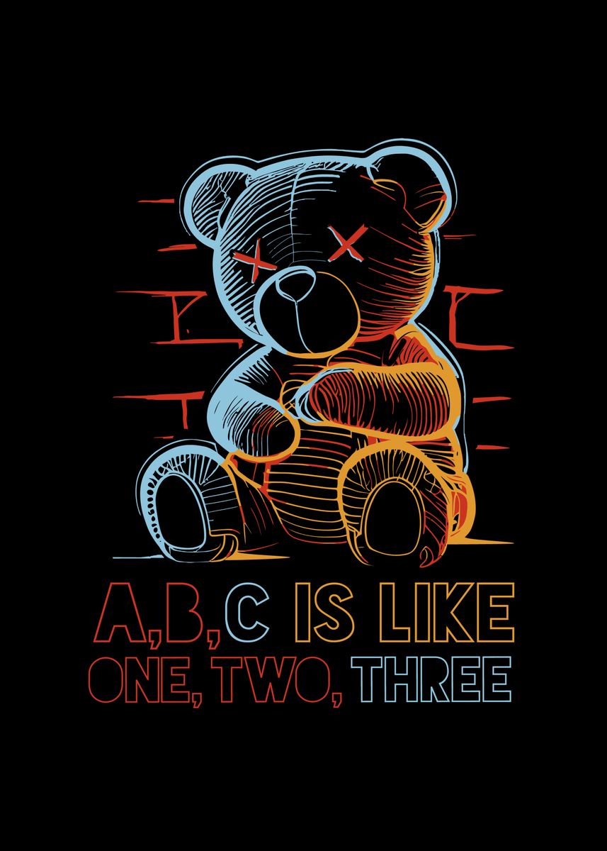 'Neon teddy bear toy design' Poster by thetshirtshop2020 | Displate