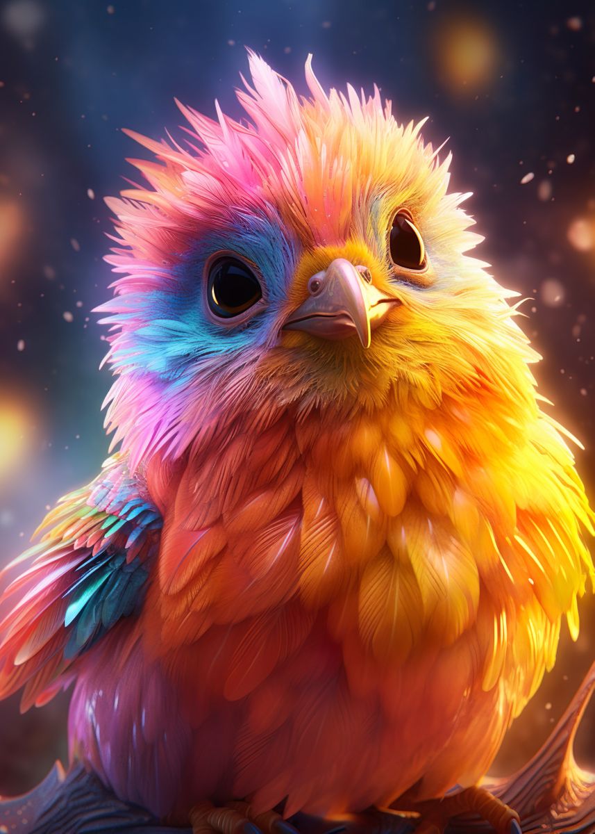 'Cute colorful bird' Poster, picture, metal print, paint by JLD Designs ...