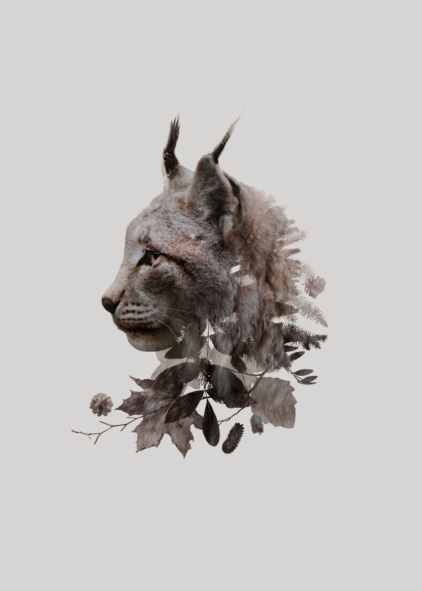 'Botanical Lynx' Poster, picture, metal print, paint by Sarah Burge ...