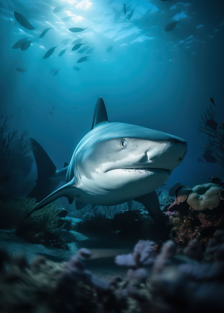 'Mighty shark' Poster, picture, metal print, paint by Zooscape Wildlife ...