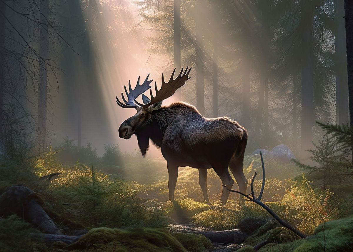 'Majestic Moose in Lapland' Poster by Juhani Vanhatapio | Displate