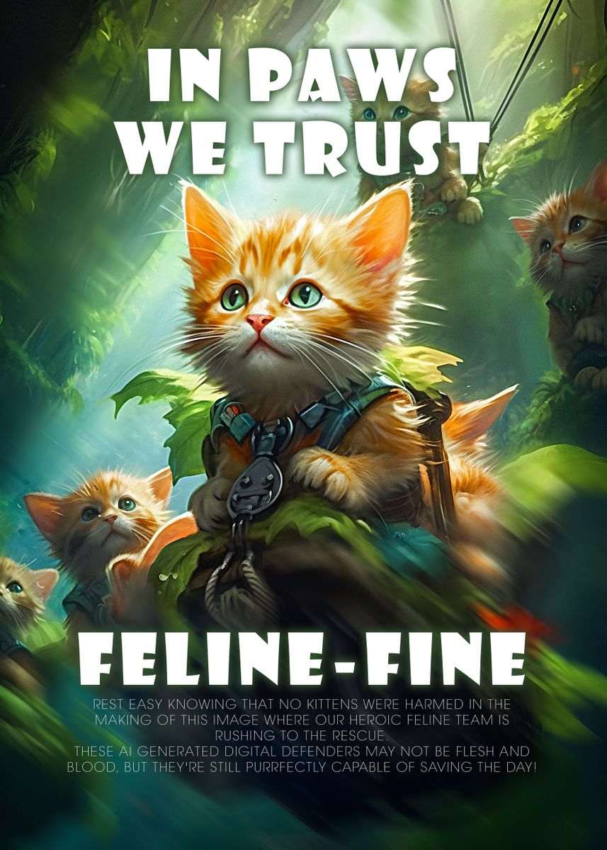 'In Paws We Trust' Poster, picture, metal print, paint by Alan Frijns ...