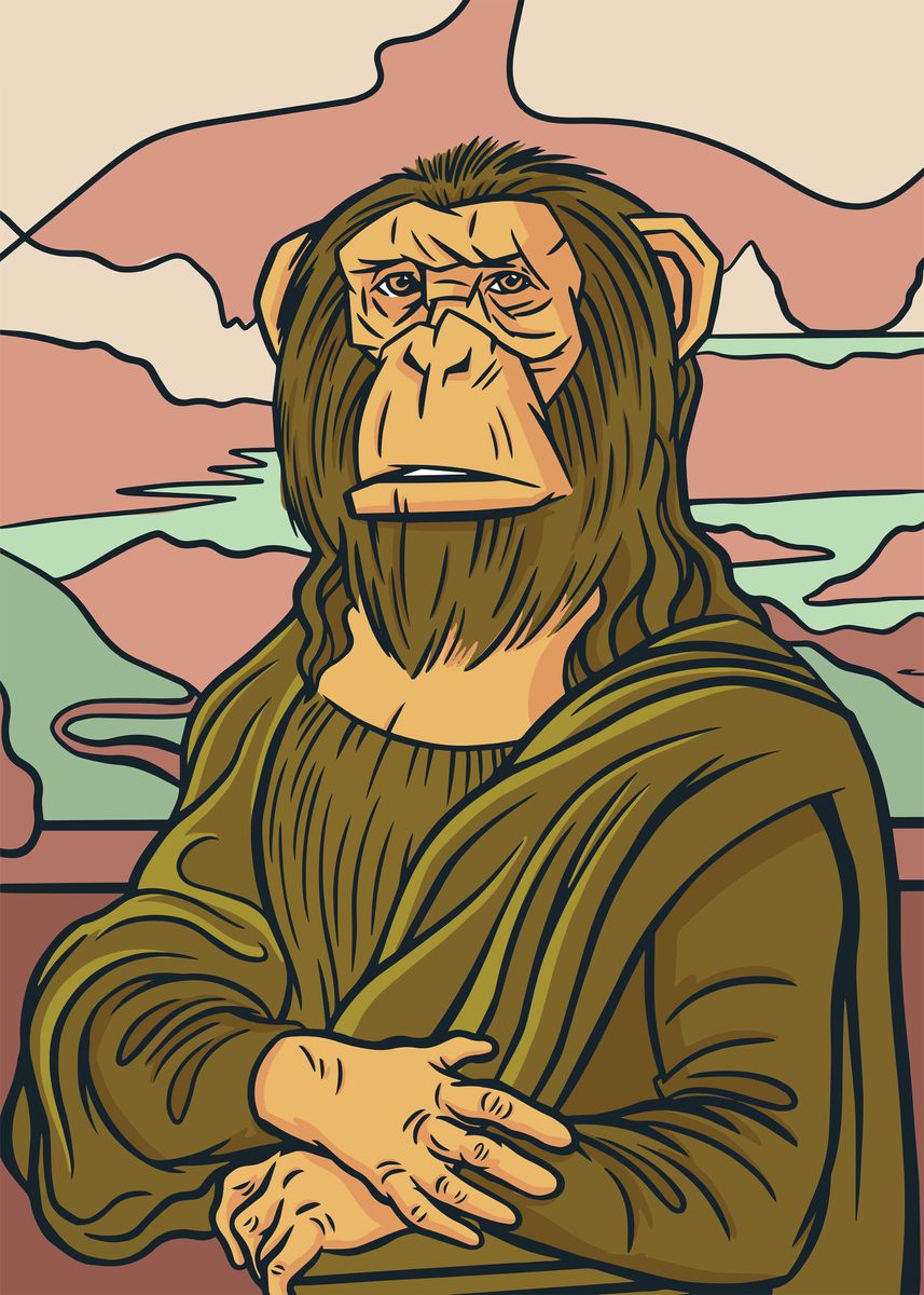 'Monkey Mona Lisa ' Poster, picture, metal print, paint by Cool Worker ...