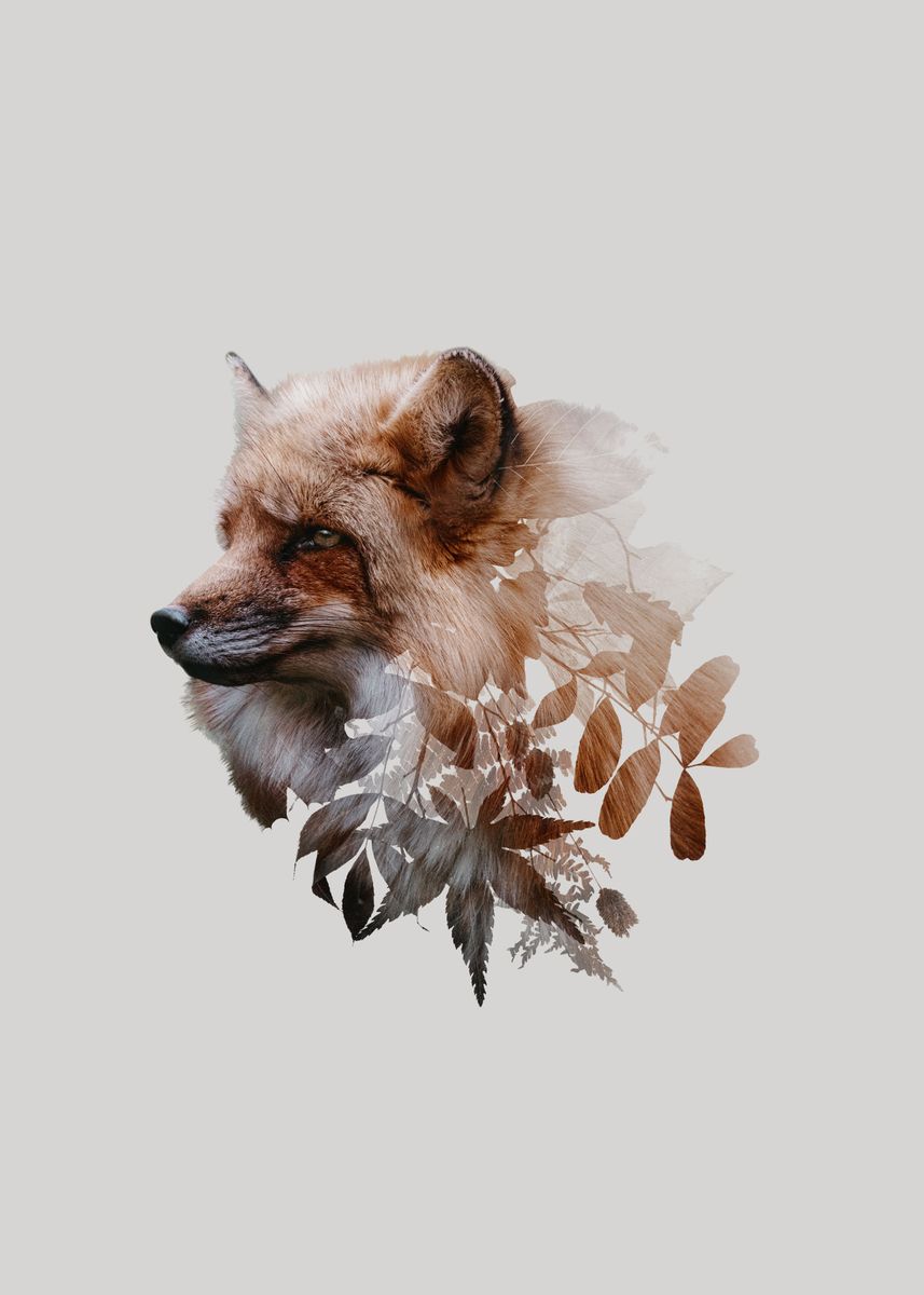 'Botanical Fox' Poster by Sarah Burge | Displate