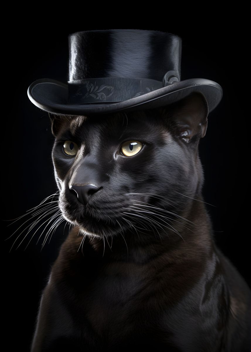 'Panther with top Hat' Poster, picture, metal print, paint by Makadur ...