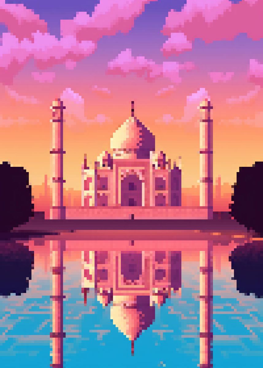 'Taj Mahal pixel art' Poster, picture, metal print, paint by Powerful ...