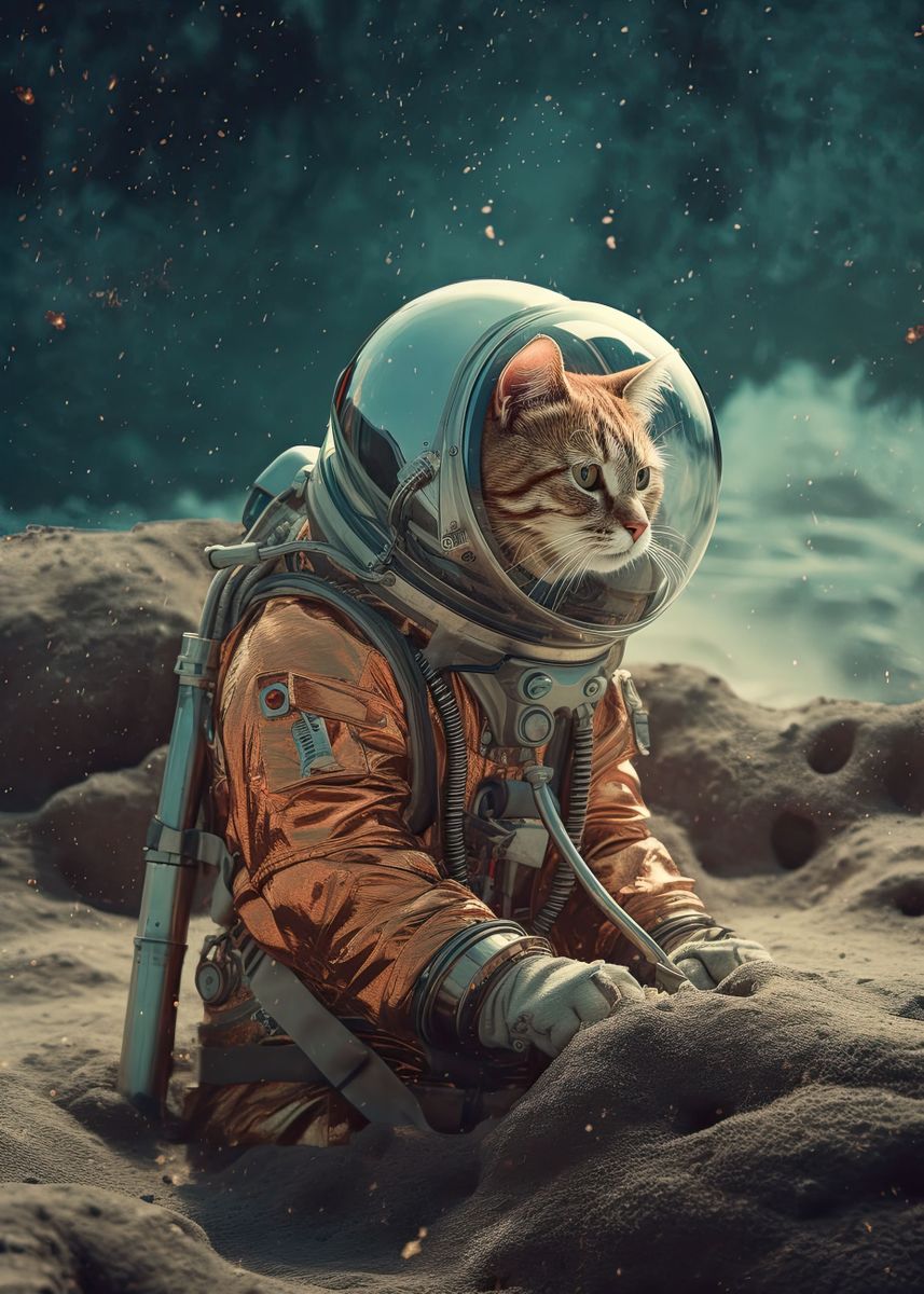 'Astro Kitty' Poster, picture, metal print, paint by Morphic Prints ...