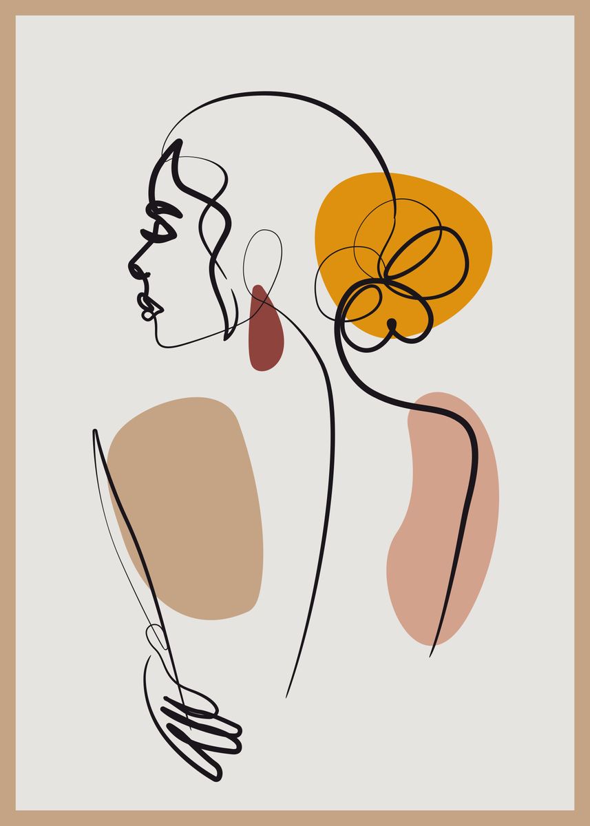 'One line woman portrait' Poster, picture, metal print, paint by Leika ...