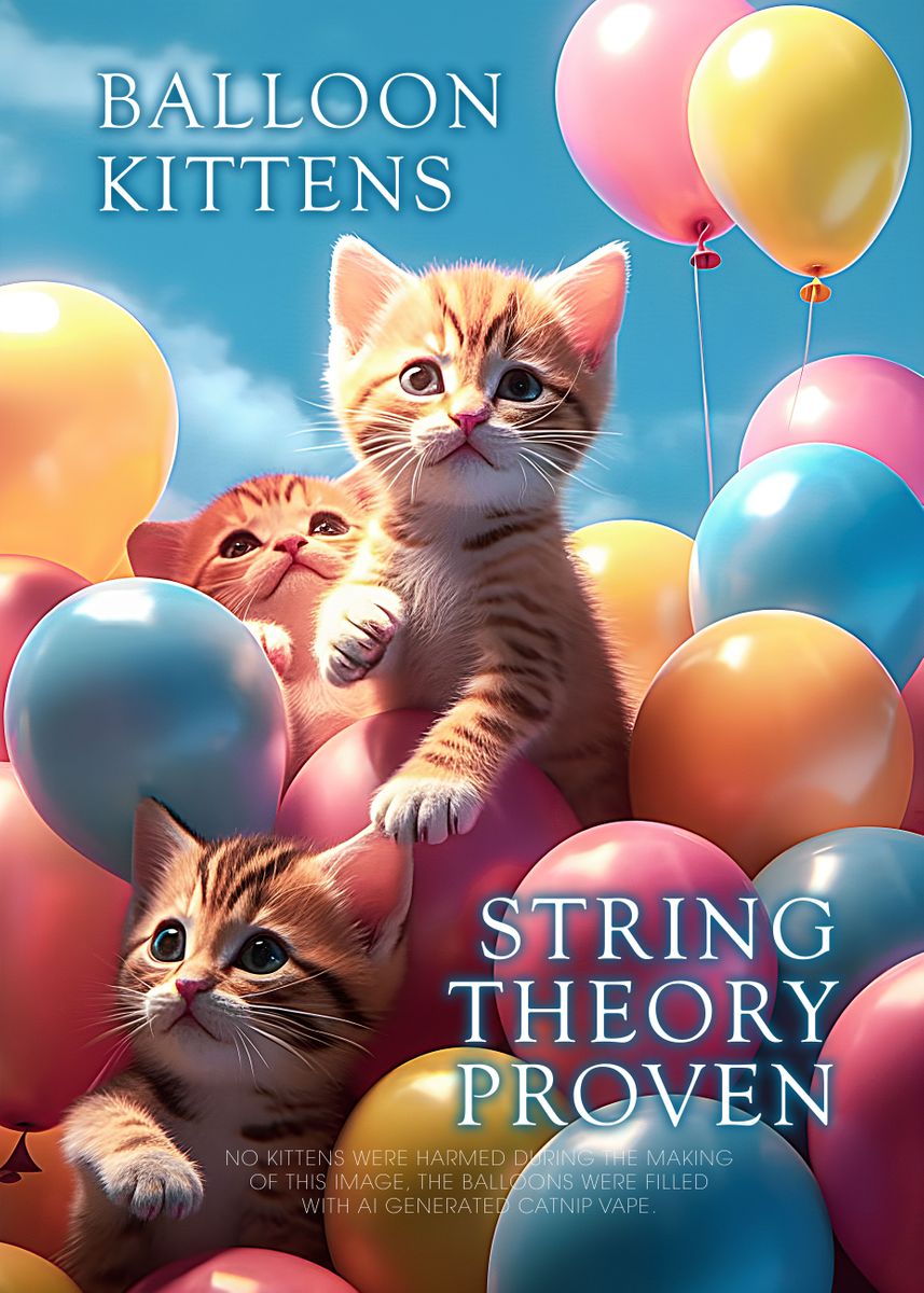 'Balloon Kittens' Poster, picture, metal print, paint by Alan Frijns ...