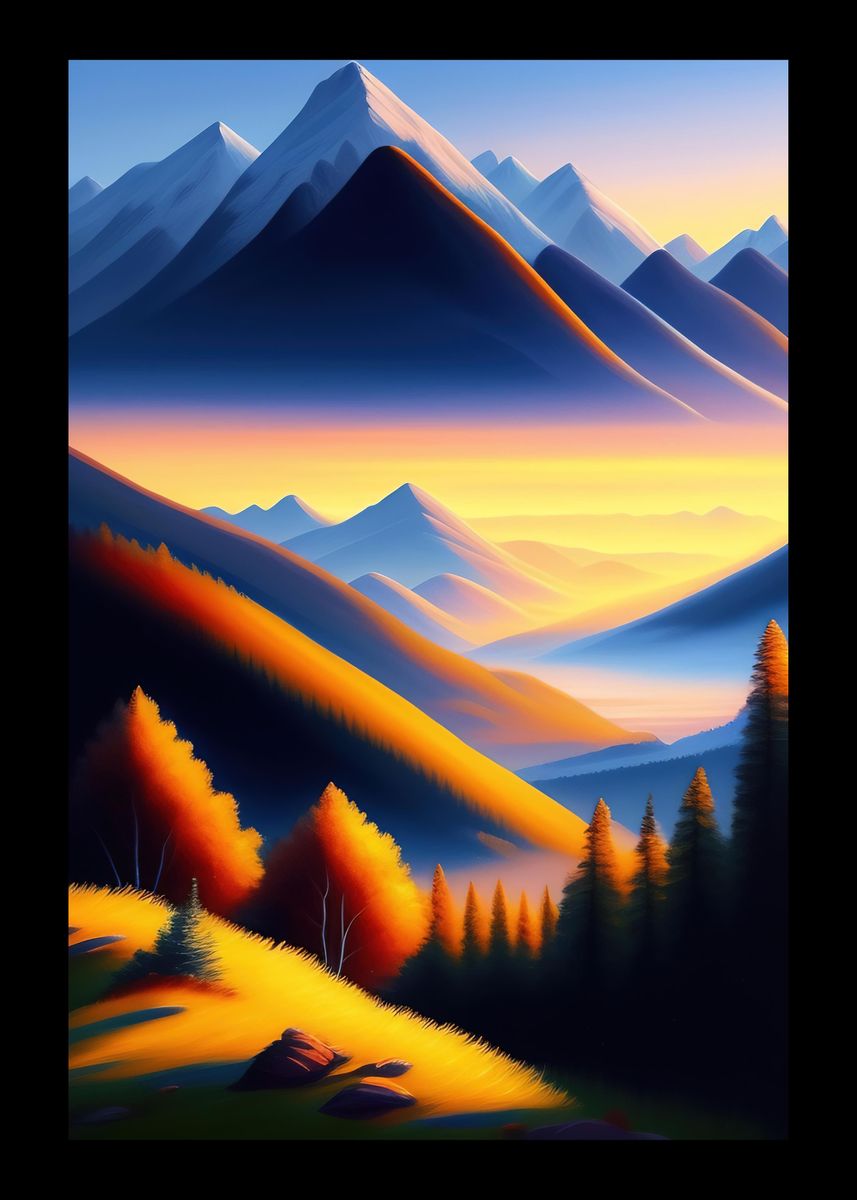 'Large Mountains Overhead' Poster, picture, metal print, paint by ...