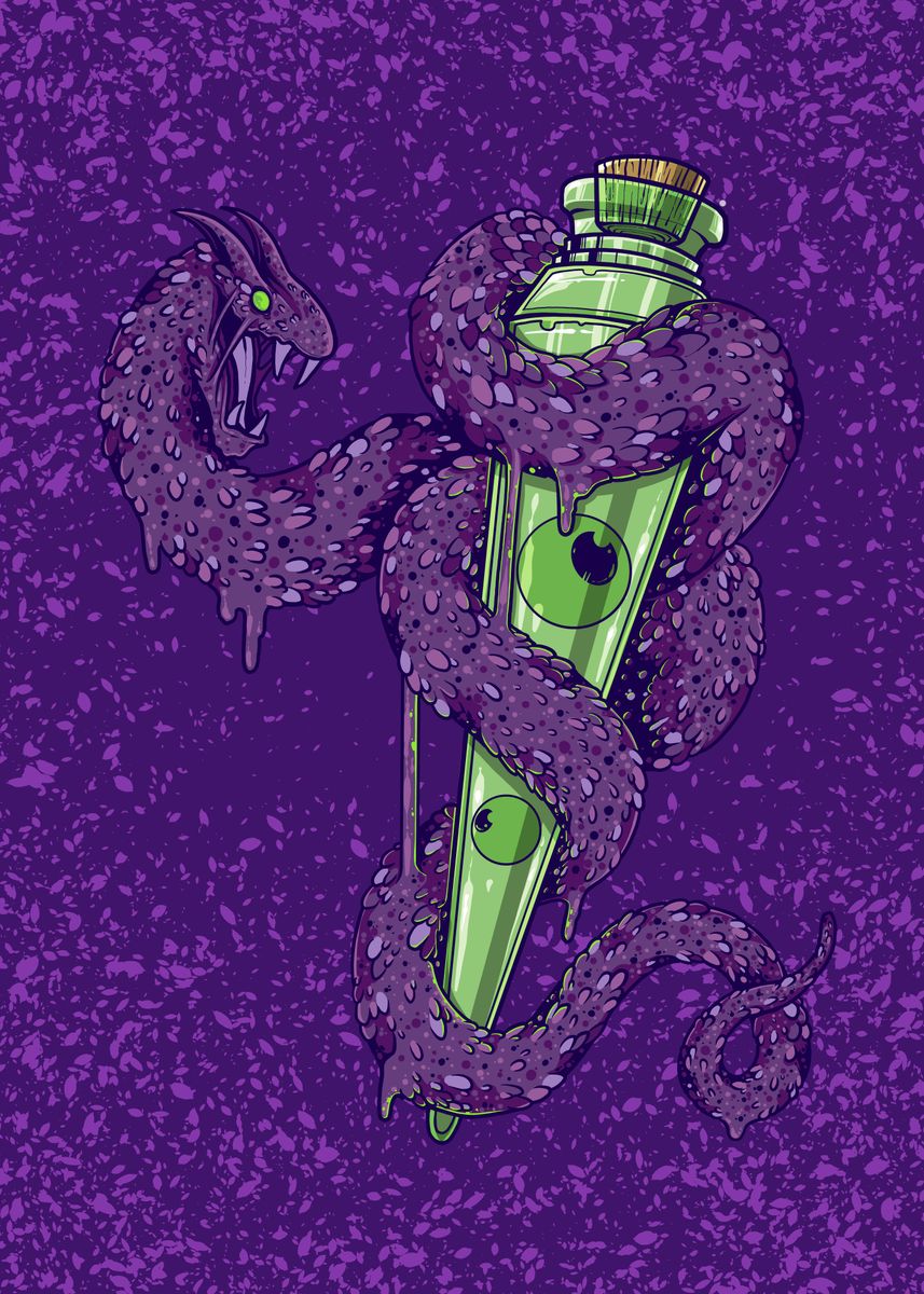 'SNAKE AND POTION' Poster, picture, metal print, paint by Mohammad Toha ...