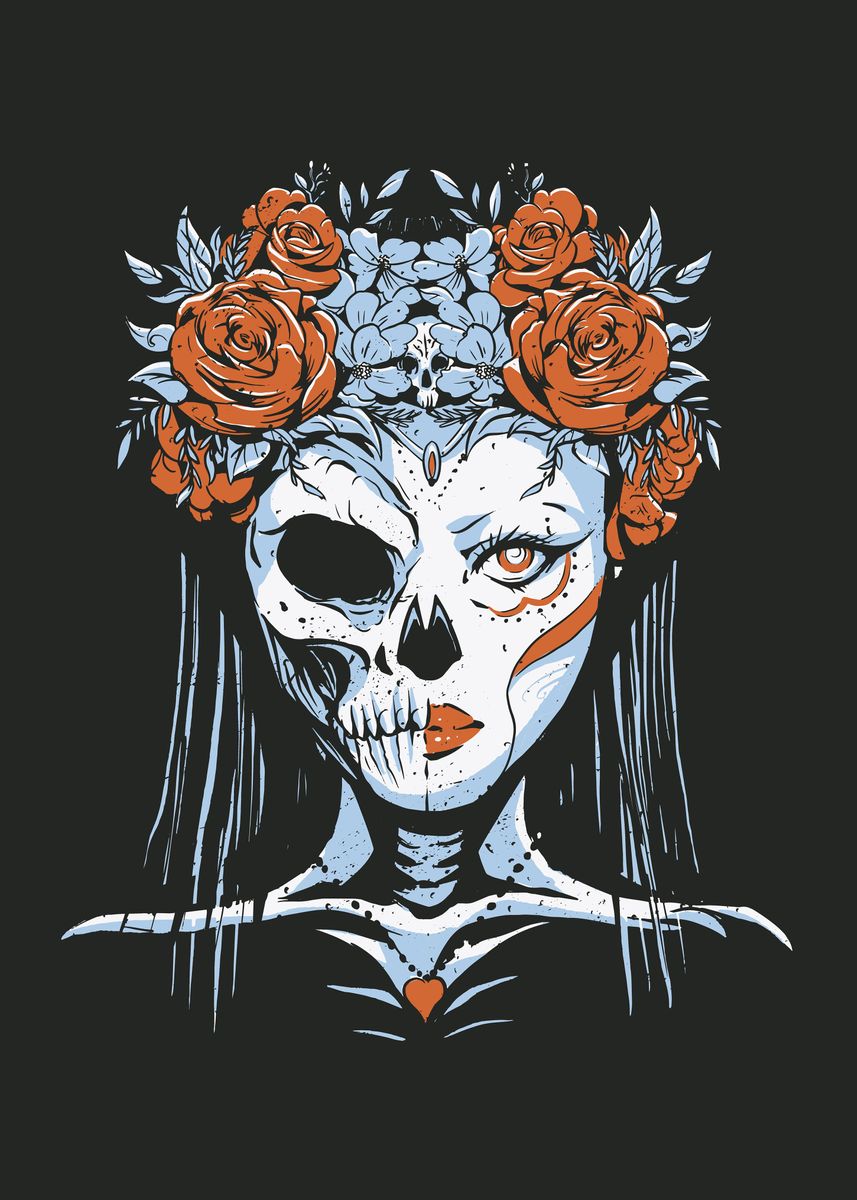 'Half Skeleton Dead Bride ' Poster by Cool Worker | Displate