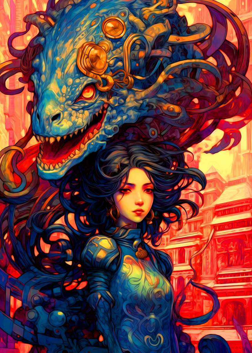 'Girl and Monster' Poster, picture, metal print, paint by Camille ...