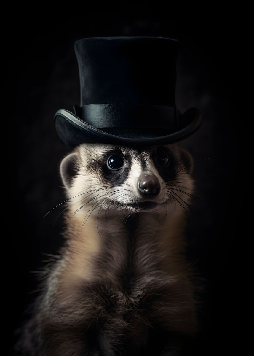 'Meerkat with top Hat' Poster, picture, metal print, paint by Makadur ...