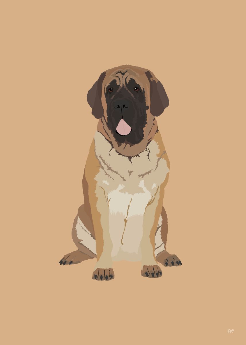 'Mastiff Dog Illustration' Poster by Alo | Displate