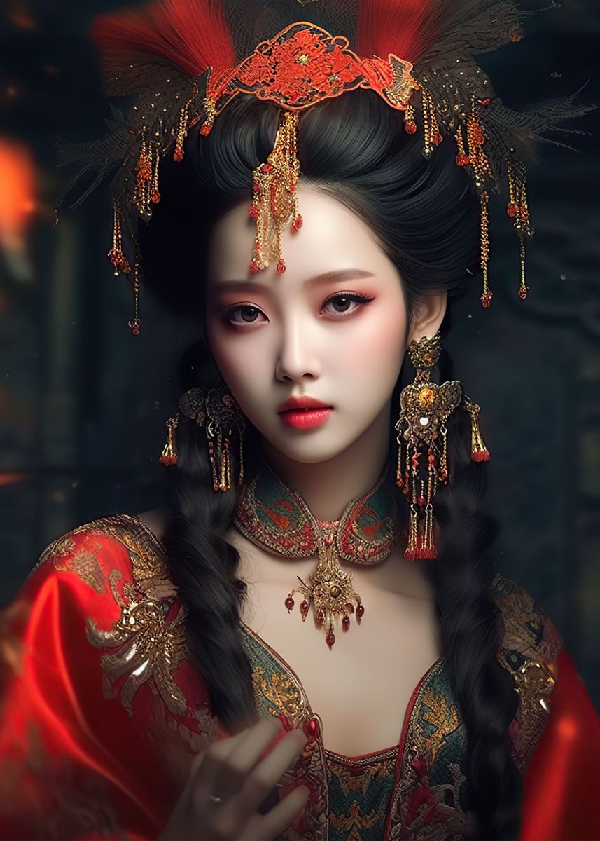 'Chinese Woman' Poster, picture, metal print, paint by DorthyToy | Displate