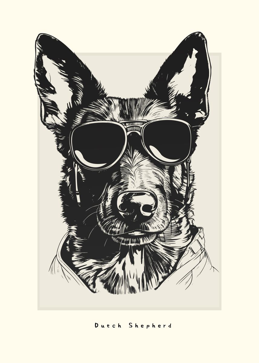 'Dutch Shepherd Sketch' Poster, picture, metal print, paint by Rafael ...