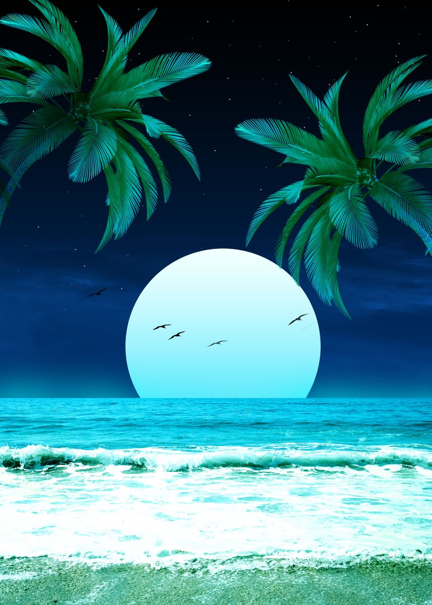 'sunset beach' Poster, picture, metal print, paint by INSPIRE ...