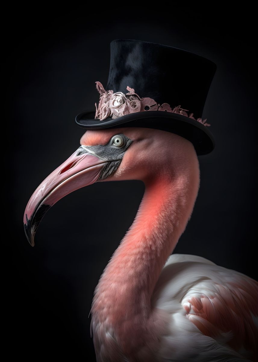 'Flamingo with top Hat' Poster by Makadur | Displate