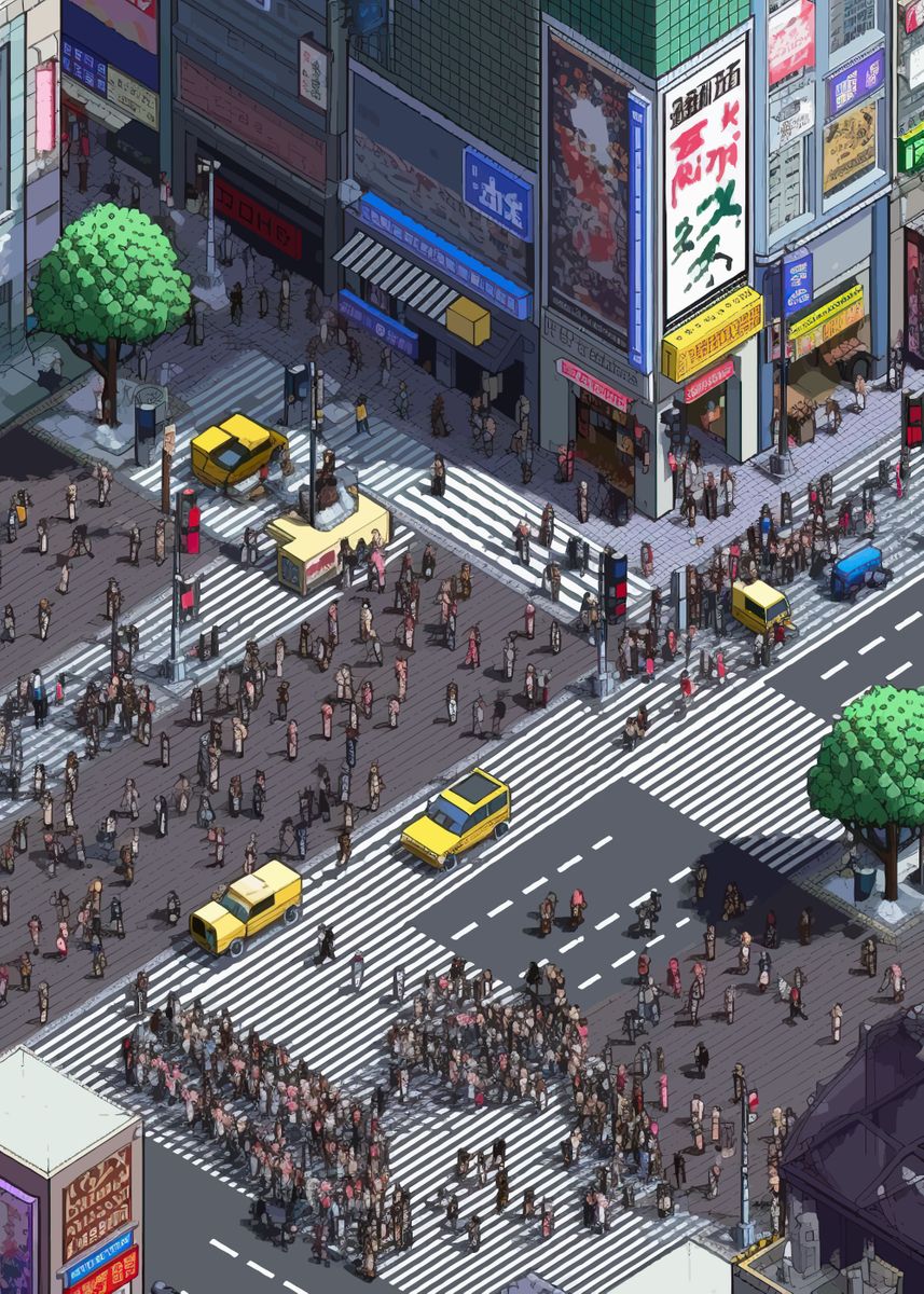 'shibuya crossing tokyo' Poster, picture, metal print, paint by amelie ...