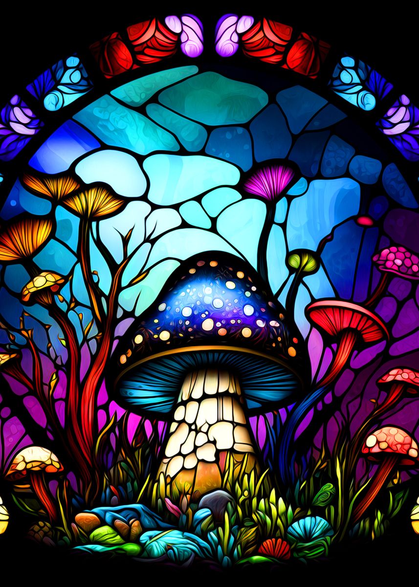 'Colorful Mushroom' Poster, picture, metal print, paint by Xavier ...