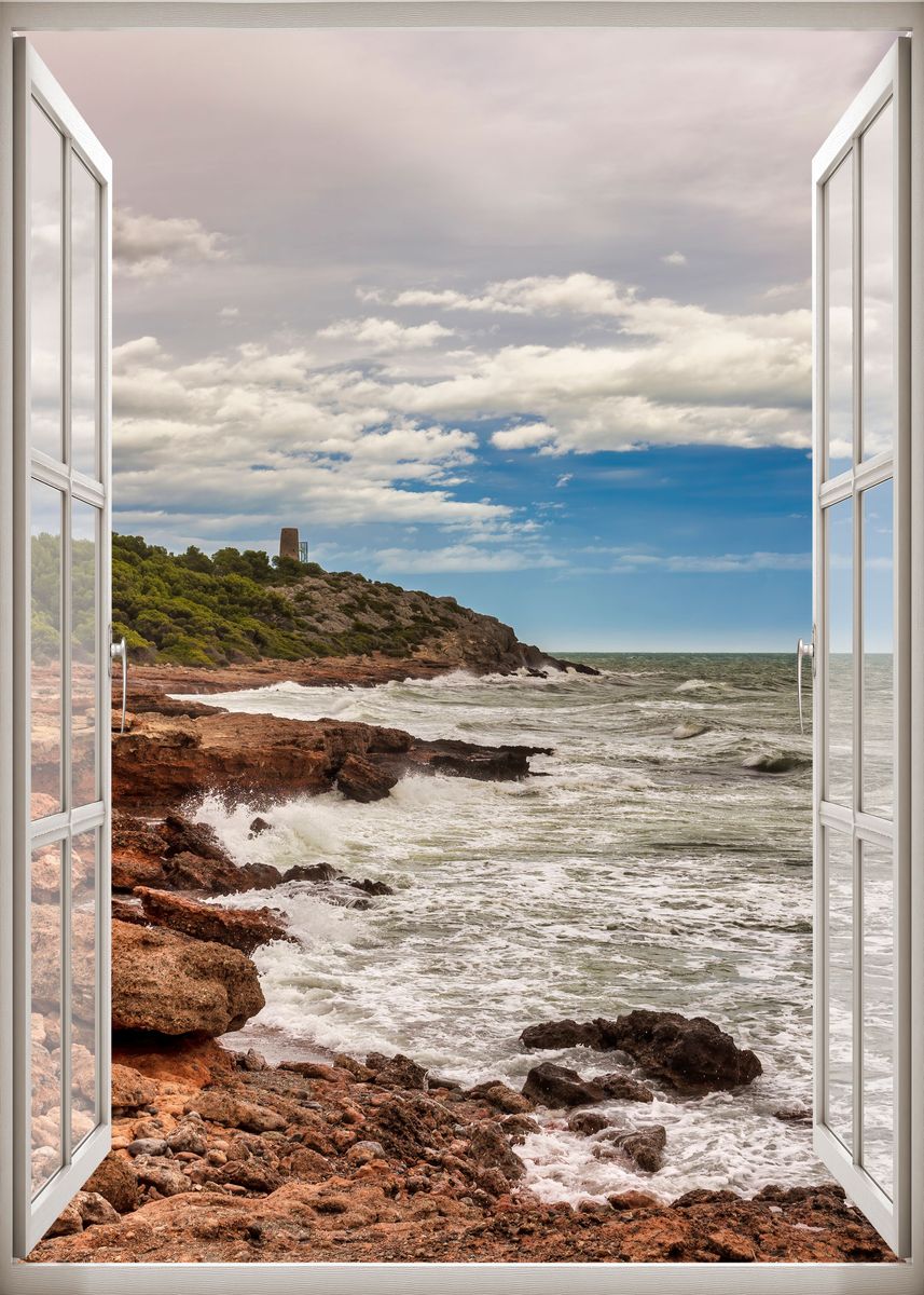 'Window view sea landscapes' Poster, picture, metal print, paint by ...