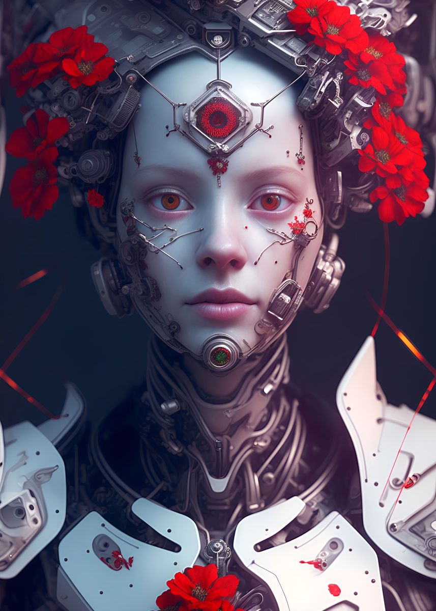 'Cyber woman' Poster, picture, metal print, paint by NAMA | Displate