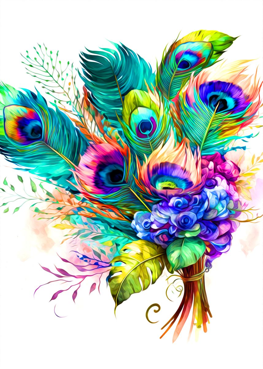 'Colorful Feather' Poster, picture, metal print, paint by Alaye Parton ...