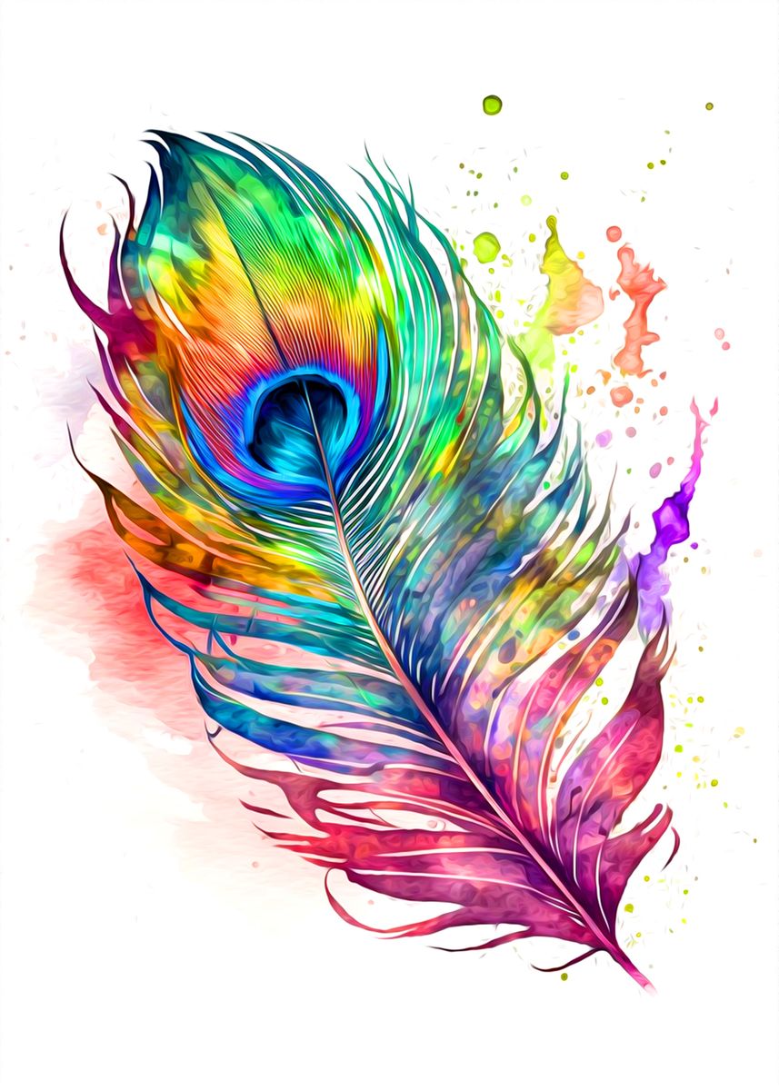 'Colorful Feather' Poster, picture, metal print, paint by Alaye Parton ...