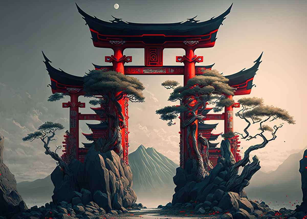 'japanese fantasy gate ' Poster by ellenanydia | Displate
