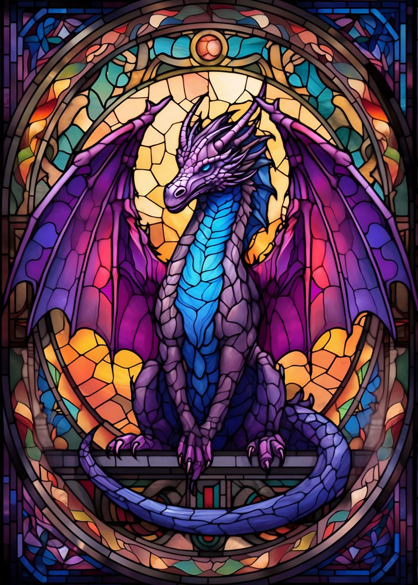 'Purple Dragon Majesty' Poster, picture, metal print, paint by ...