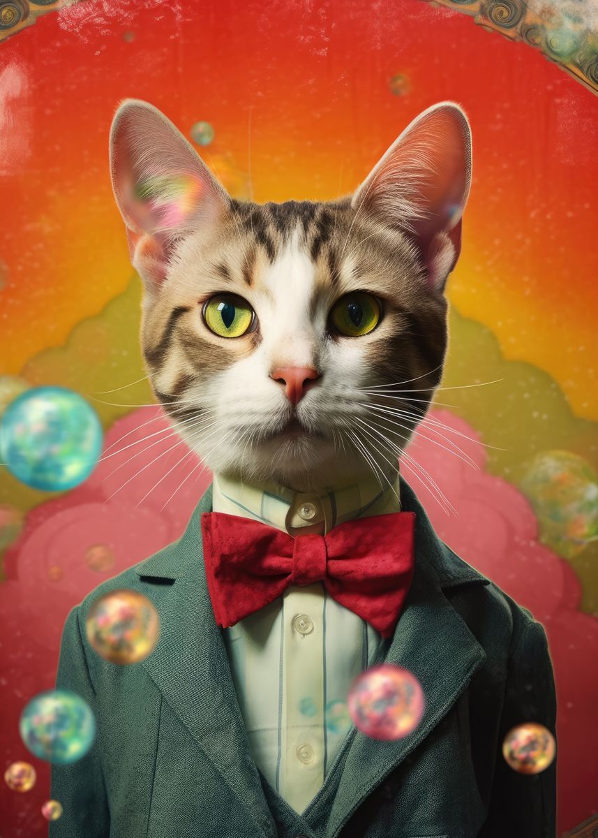 'Mr Dapper Cat Portrait' Poster by Jensen Art | Displate