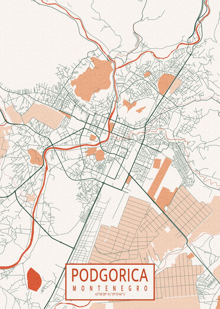 'Podgorica Map Bohemian' Poster by deMAP Studio | Displate