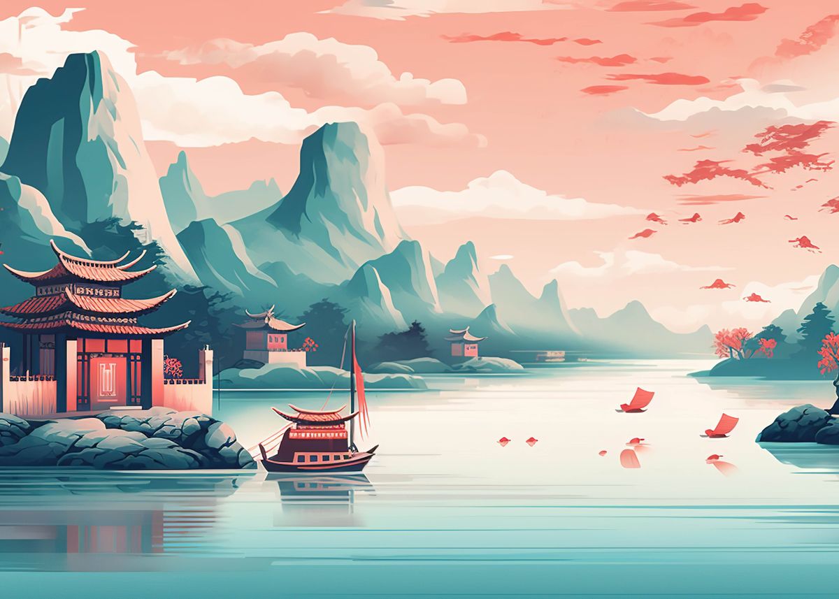 'Chinese landscape' Poster by MatiasCurrie | Displate