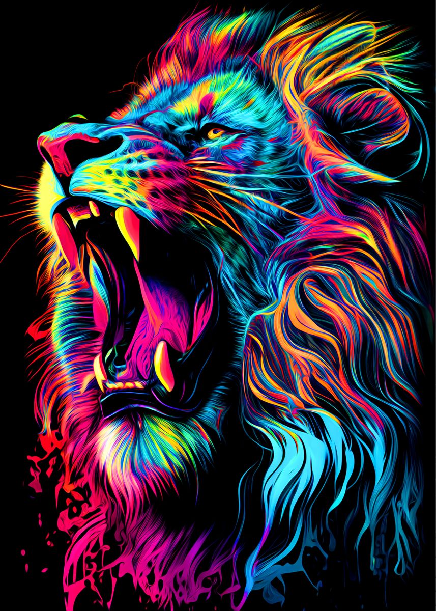 'Lion' Poster, picture, metal print, paint by bds land | Displate