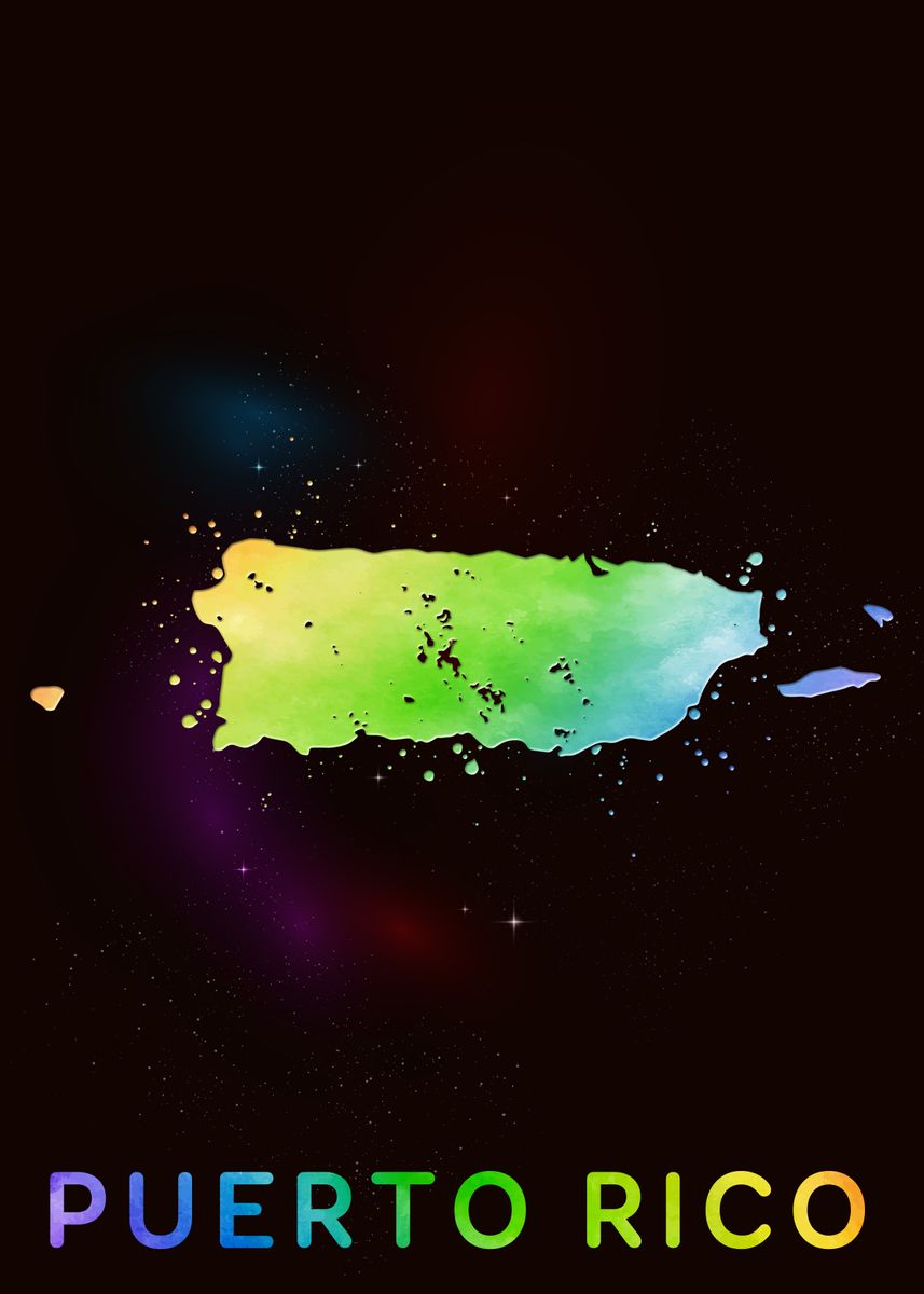 'Puerto Rico Map' Poster, picture, metal print, paint by Terrance Seay ...