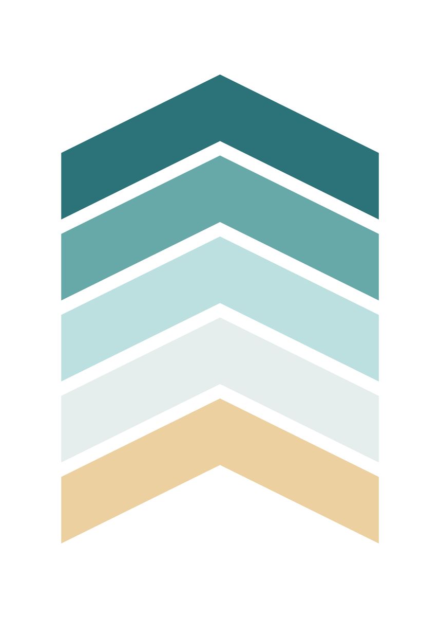 'Chevrons Teal Yellow' Poster, picture, metal print, paint by Urban ...