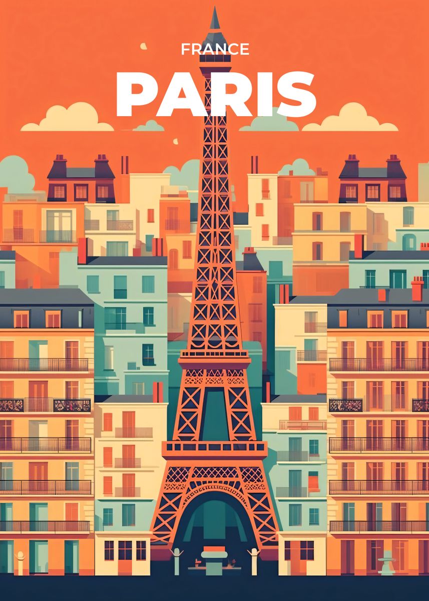 'Paris Minimalistic City' Poster, picture, metal print, paint by Moran ...