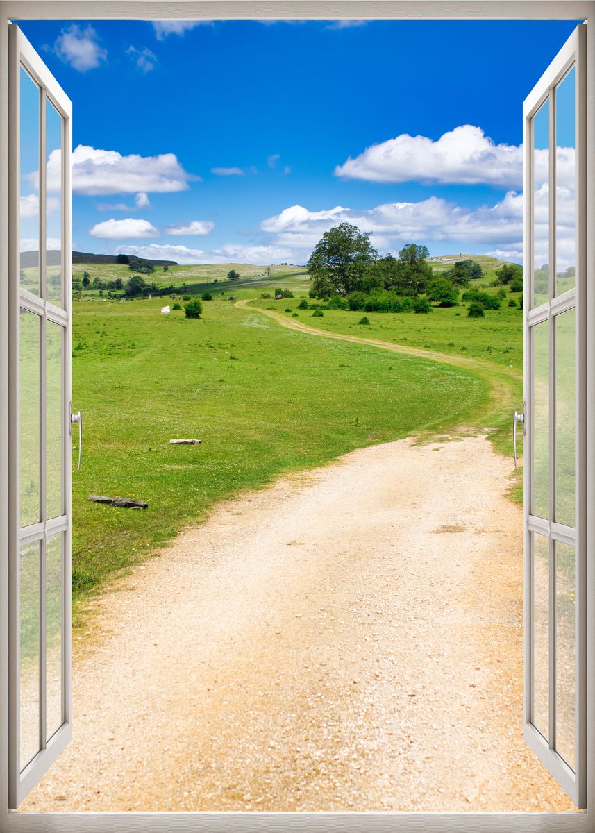 'Window view rural road' Poster, picture, metal print, paint by Vicen ...