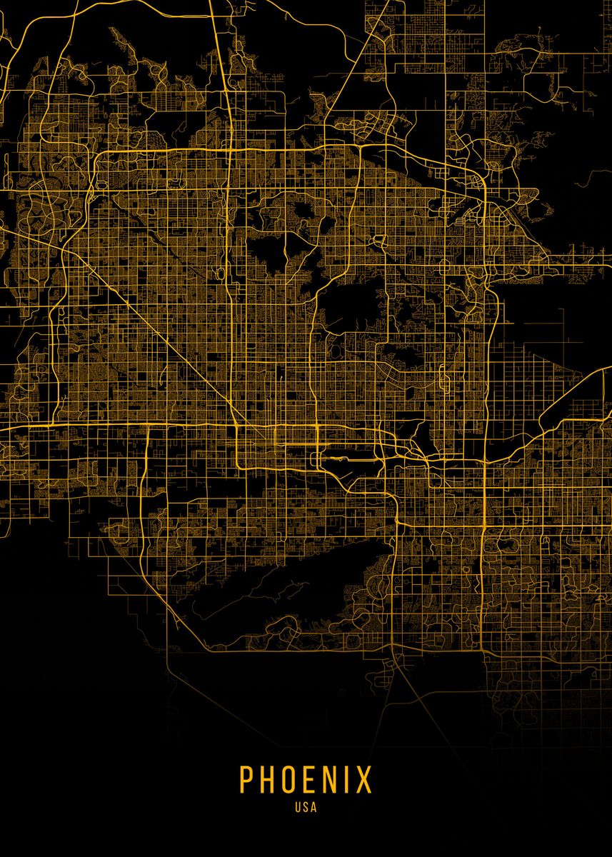 'Phoenix gold map' Poster by Arturo Vivo | Displate